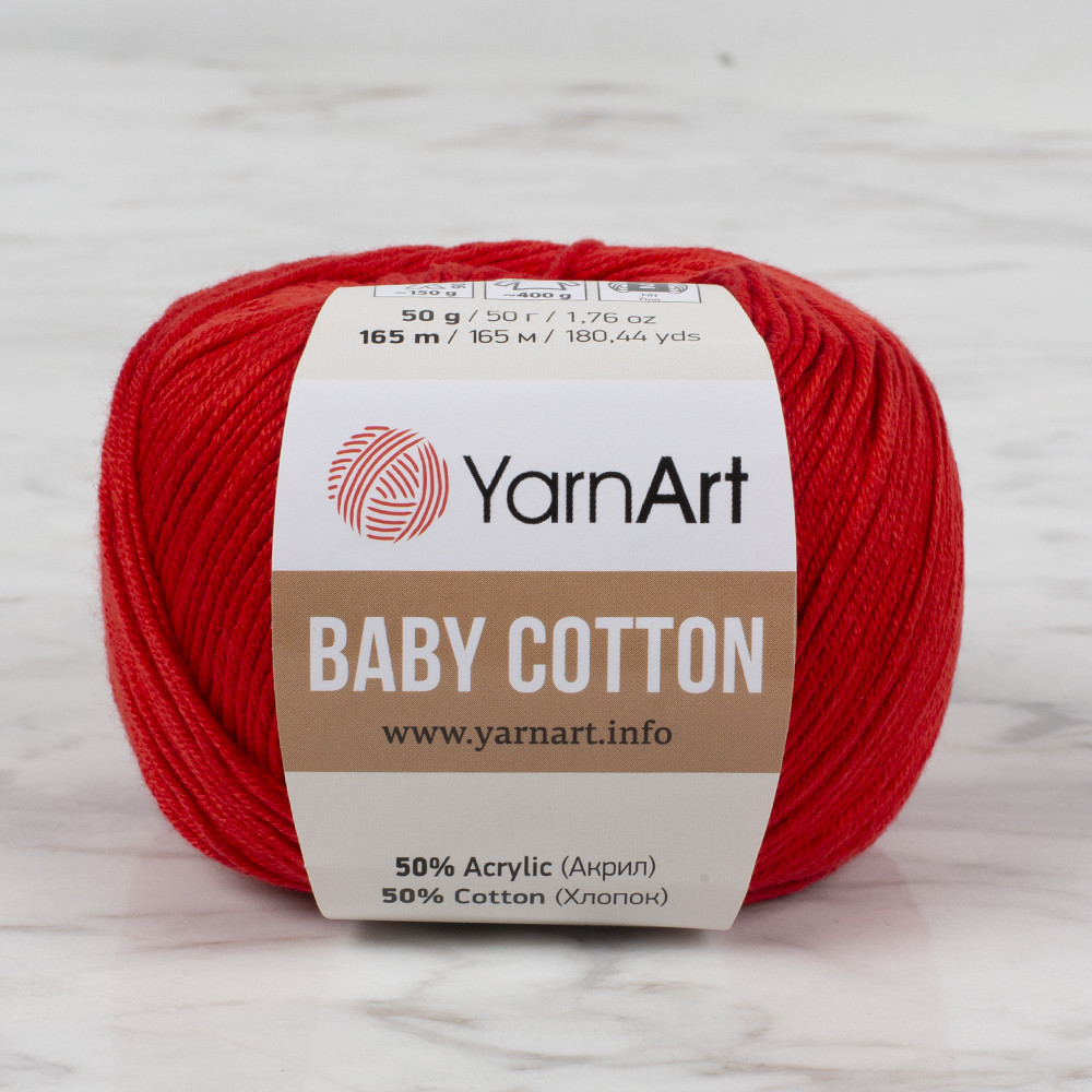 YarnArt Baby Cotton Knitting Yarn, Red - 426 - Hobiumyarns