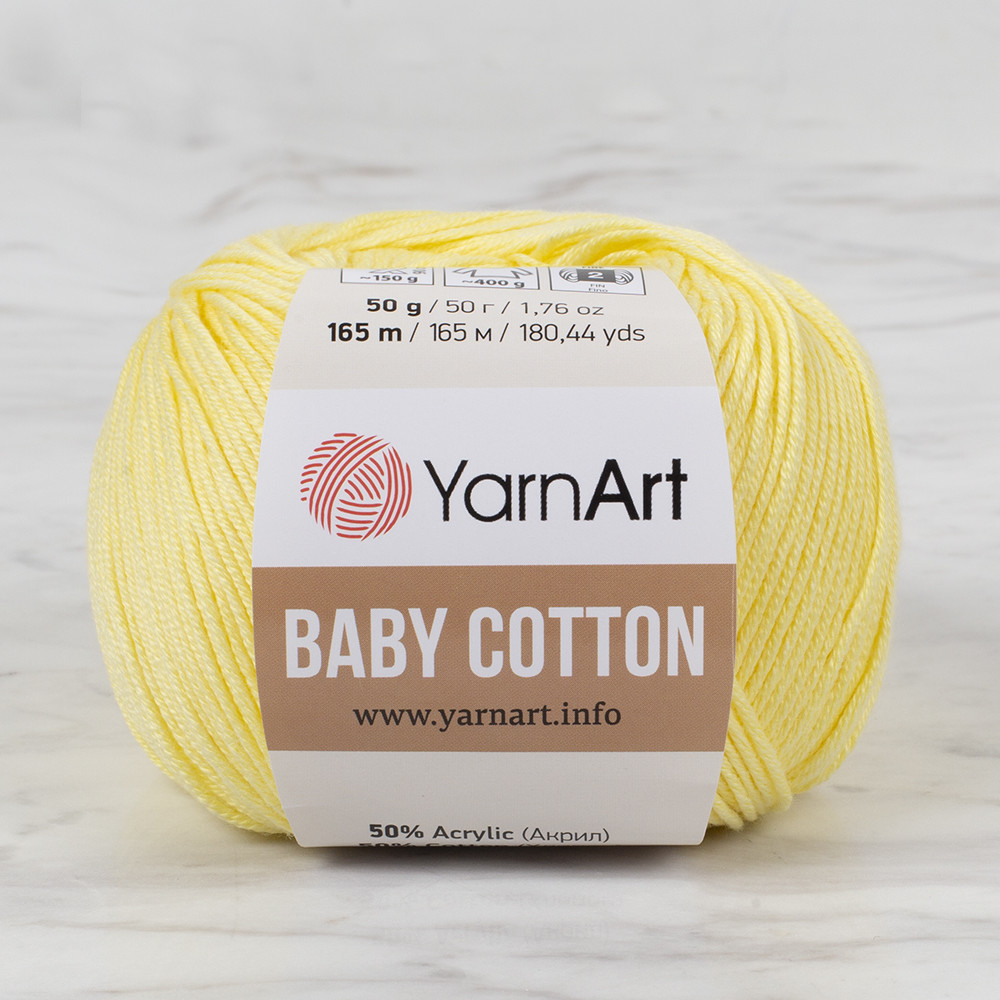 YarnArt Baby Cotton Knitting Yarn, Yellow - 431 - Hobiumyarns