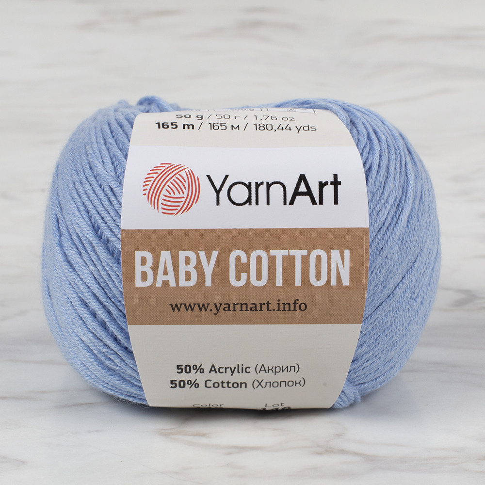 YarnArt Baby Cotton Knitting Yarn, Blue - 448 - Hobiumyarns