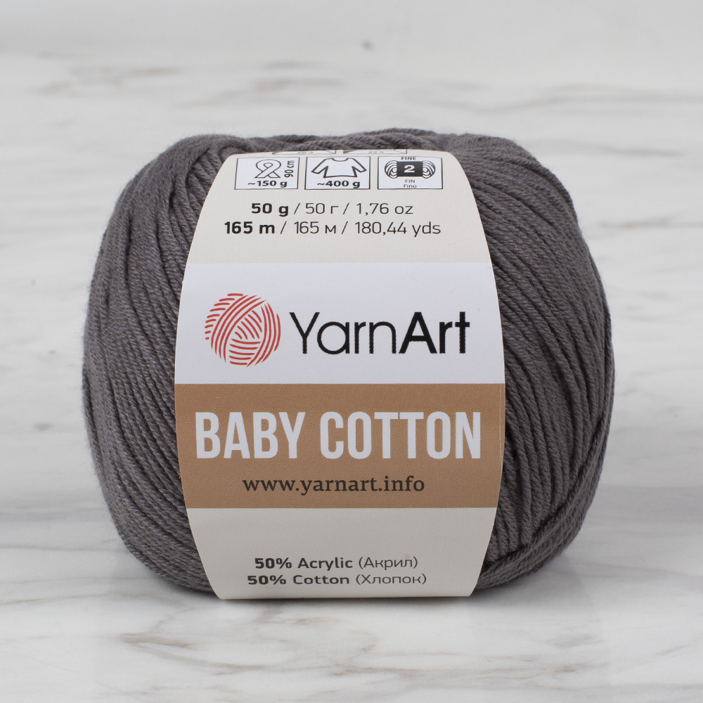 YarnArt Baby Cotton Knitting Yarn, Dark Grey - 454 - Hobiumyarns