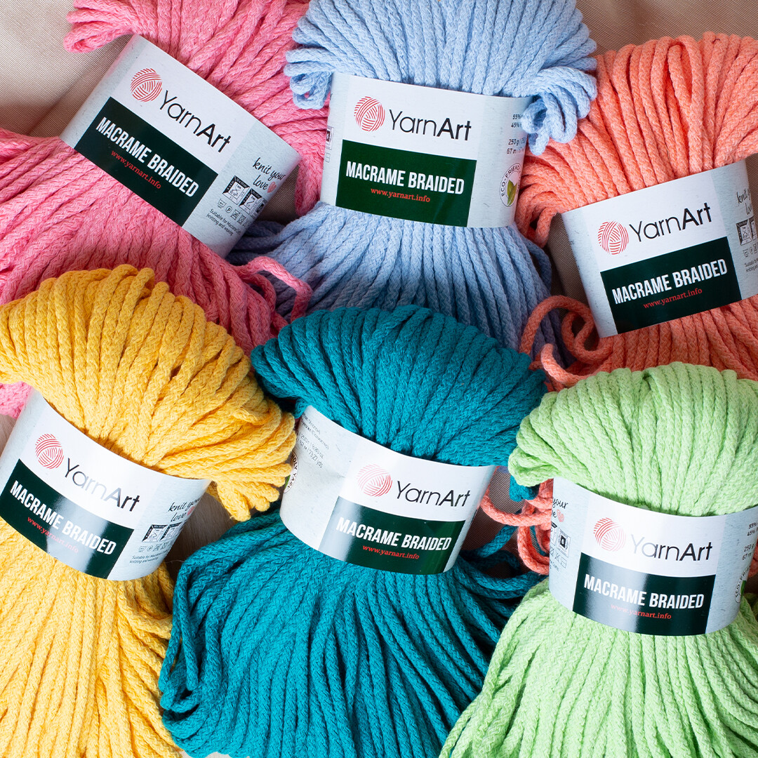 YarnArt Macrame Braided Knitting Yarn, Light Green -755 - Hobiumyarns
